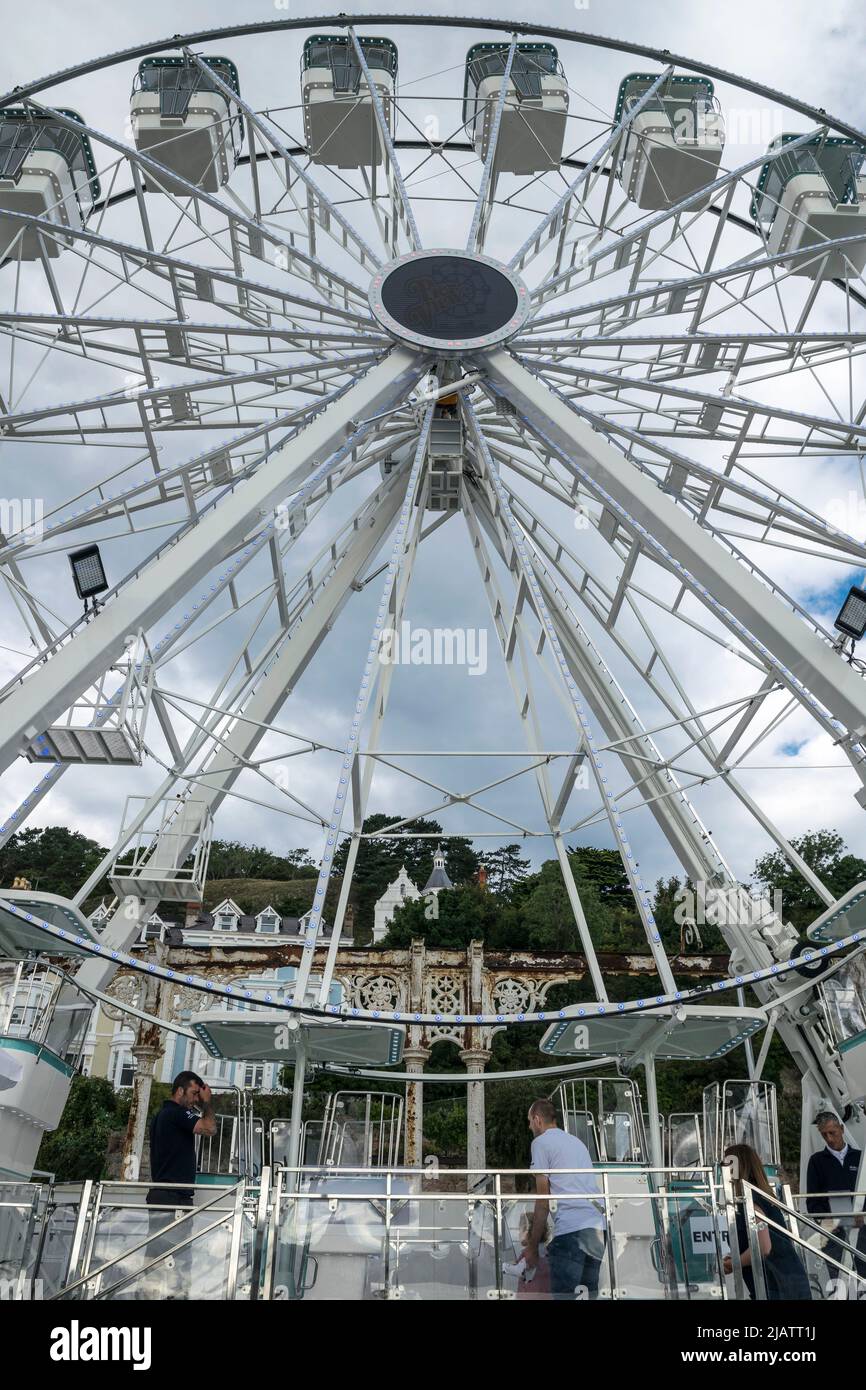 Llandudno on the North Wales coast showing the new ferris wheel located ...