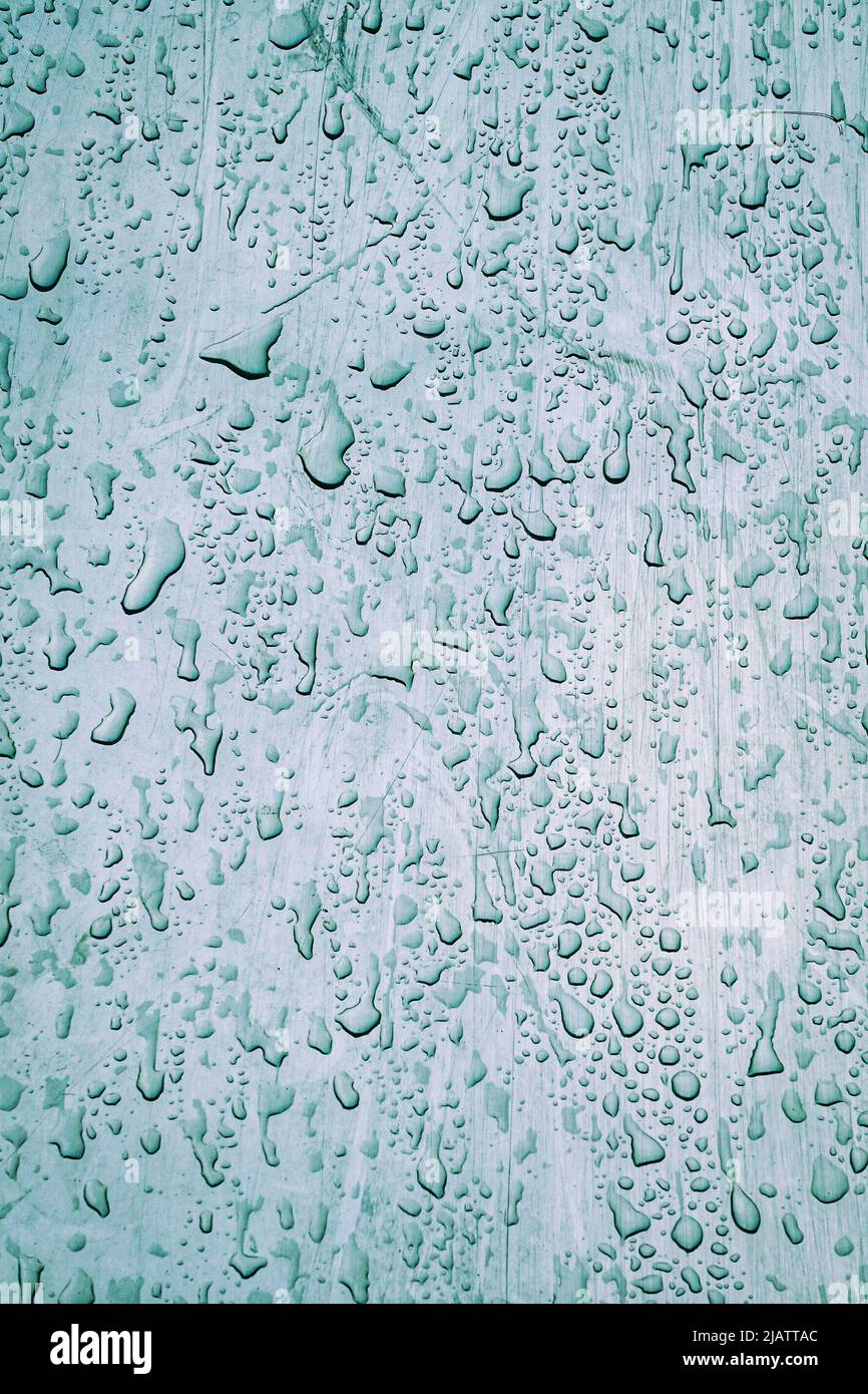 raindrops on the gray metallic surface in rainy days Stock Photo - Alamy