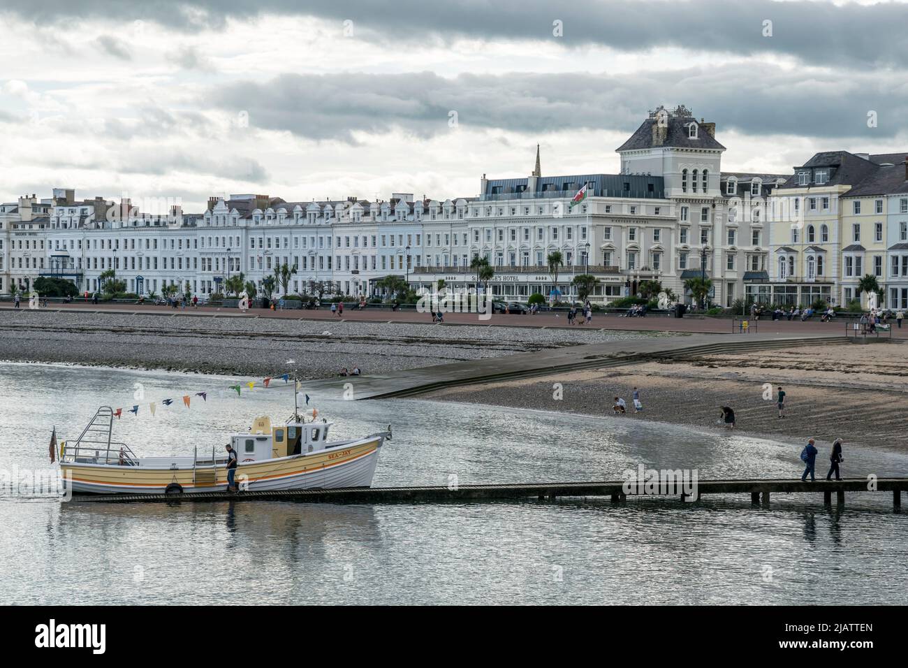Sight seeing tourist boat trip in Llandudno bay on the North Wales ...