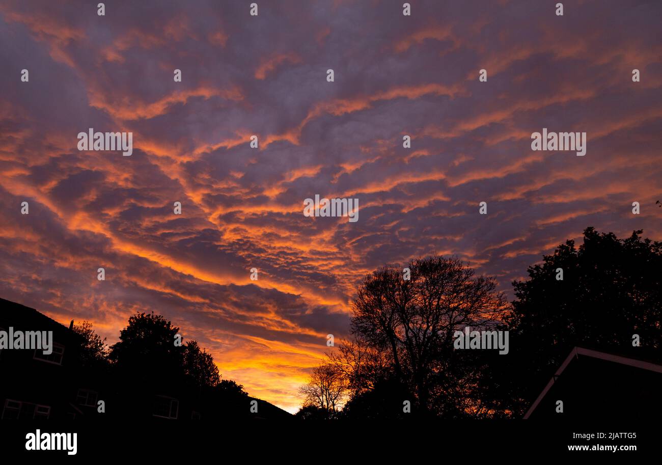 Rows of altocumulus cloud hi-res stock photography and images - Alamy