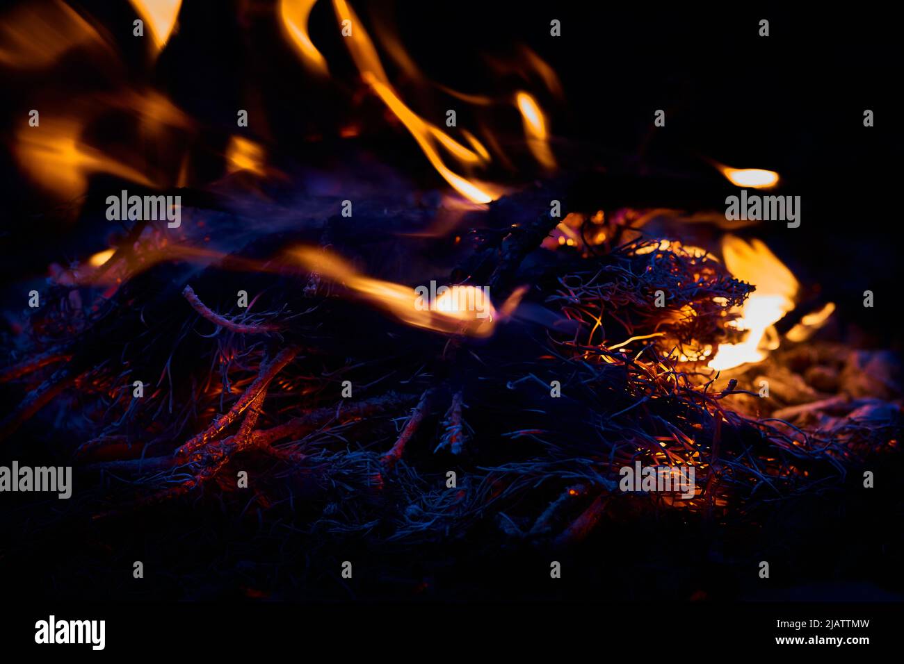 Bonfire and heat burning flame. Forest danger fire Stock Photo - Alamy