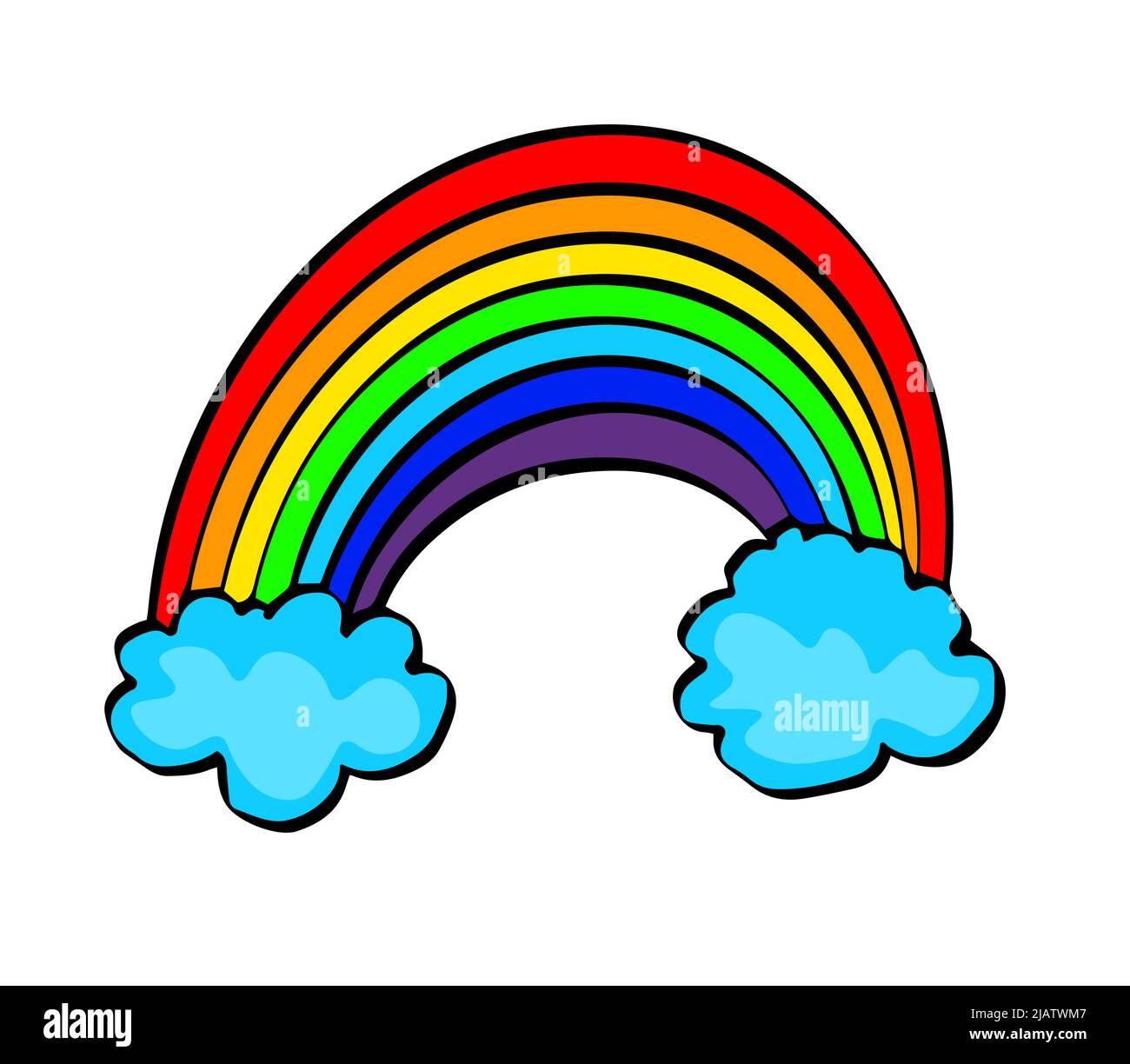 Bright rainbow with clouds. Hope for a peaceful life. Vector ...