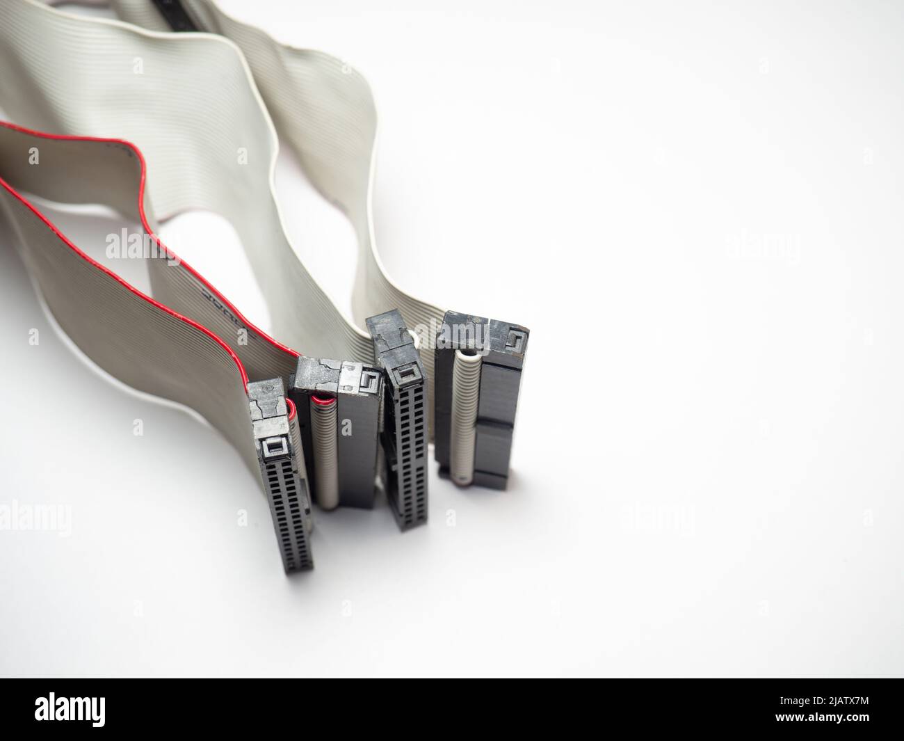 Loops of wires from the computer system unit . Electronics. Computer ...