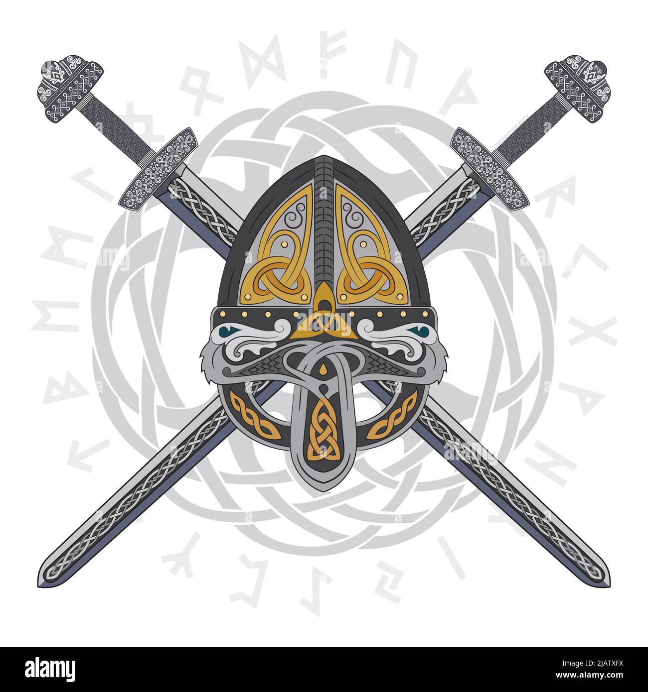 Viking sword gold silver Stock Vector Images - Alamy