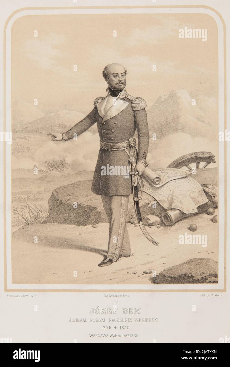 Józef Bem General Polish Hungarian Head 1794 + 1850 Maurin, Antoine ...