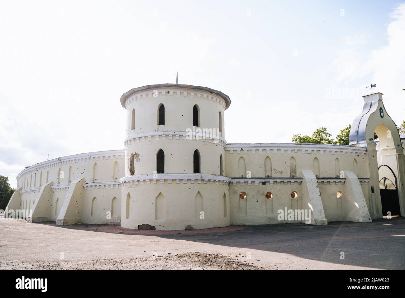Round courtyard in the town of Trostyanets. Sumy region. Civil ...