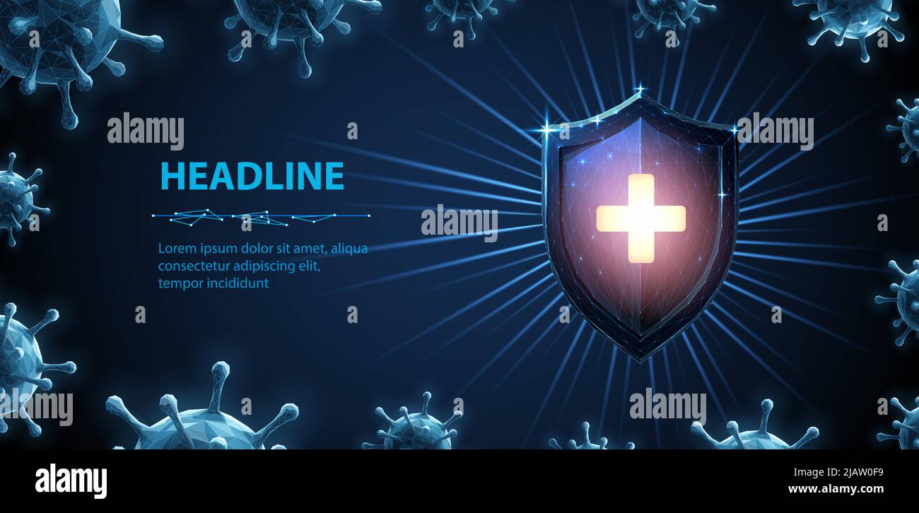 Shining shield and viruses. Antimicrobial protect, covid-19 vaccination ...