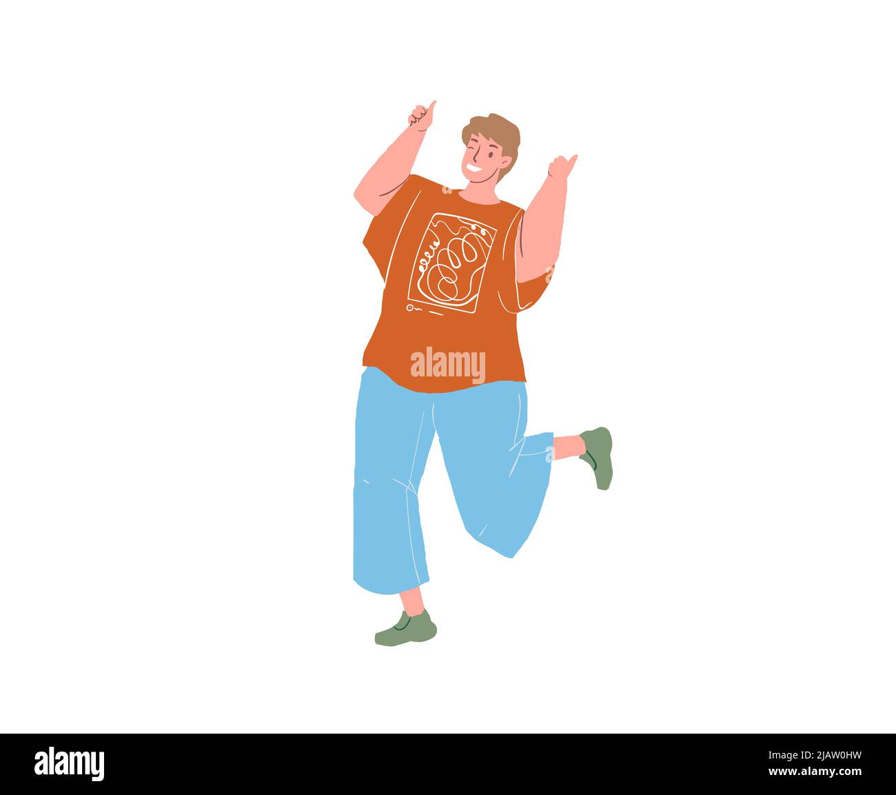 Flat cartoon happy character in joyful mood,positive emotions vector ...