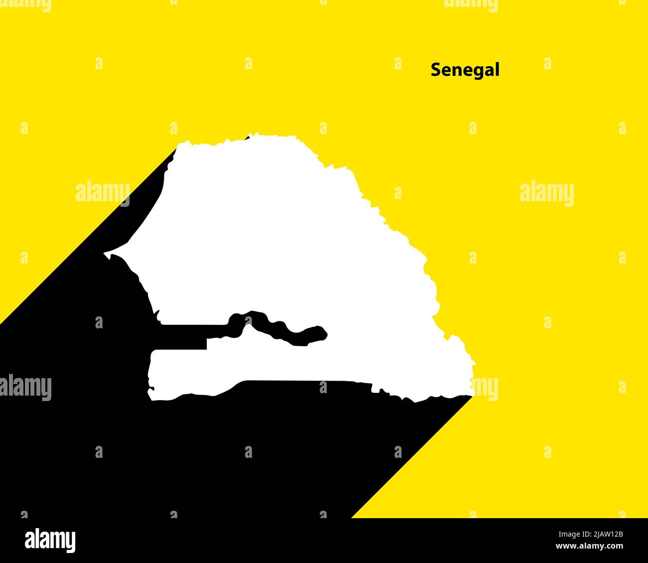 Senegal Map on retro poster with long shadow. Vintage sign easy to edit ...