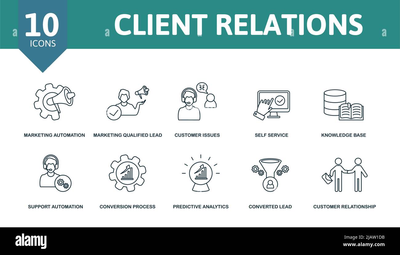 Client Relations set icon. Editable icons client relations theme such ... Client Relations set icon. Editable icons client relations theme such ...