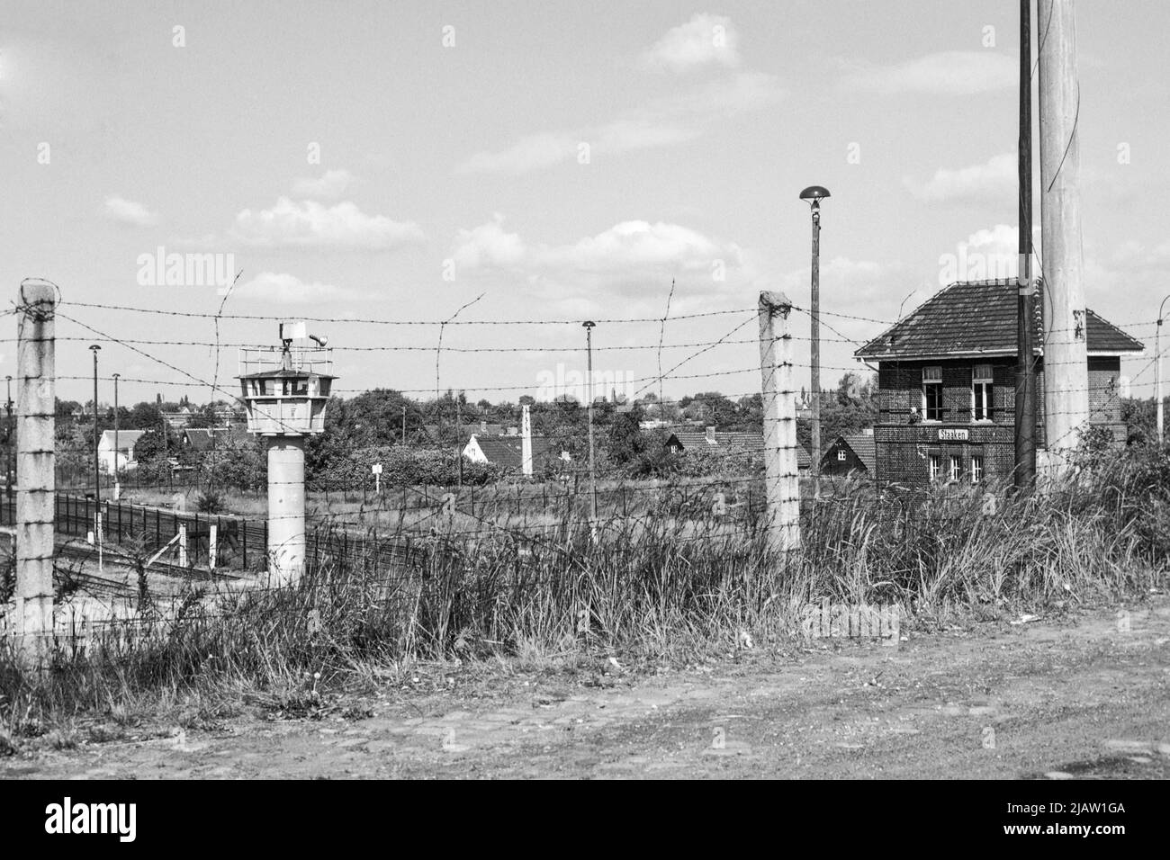 The East German border at Staaken between East and West Berlin in 1975 ...