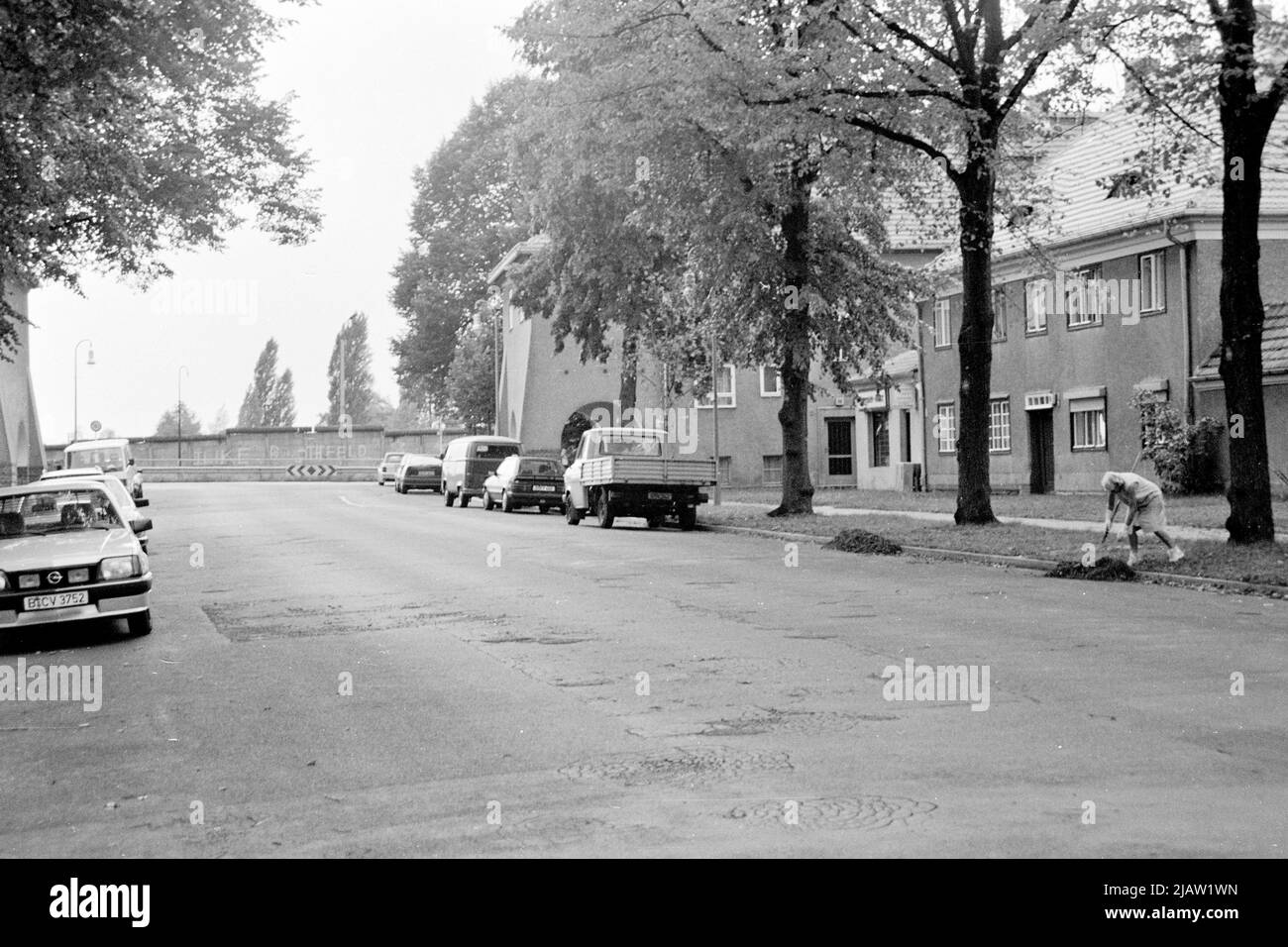 The East German border at Staaken between East and West Berlin in 1989 ...