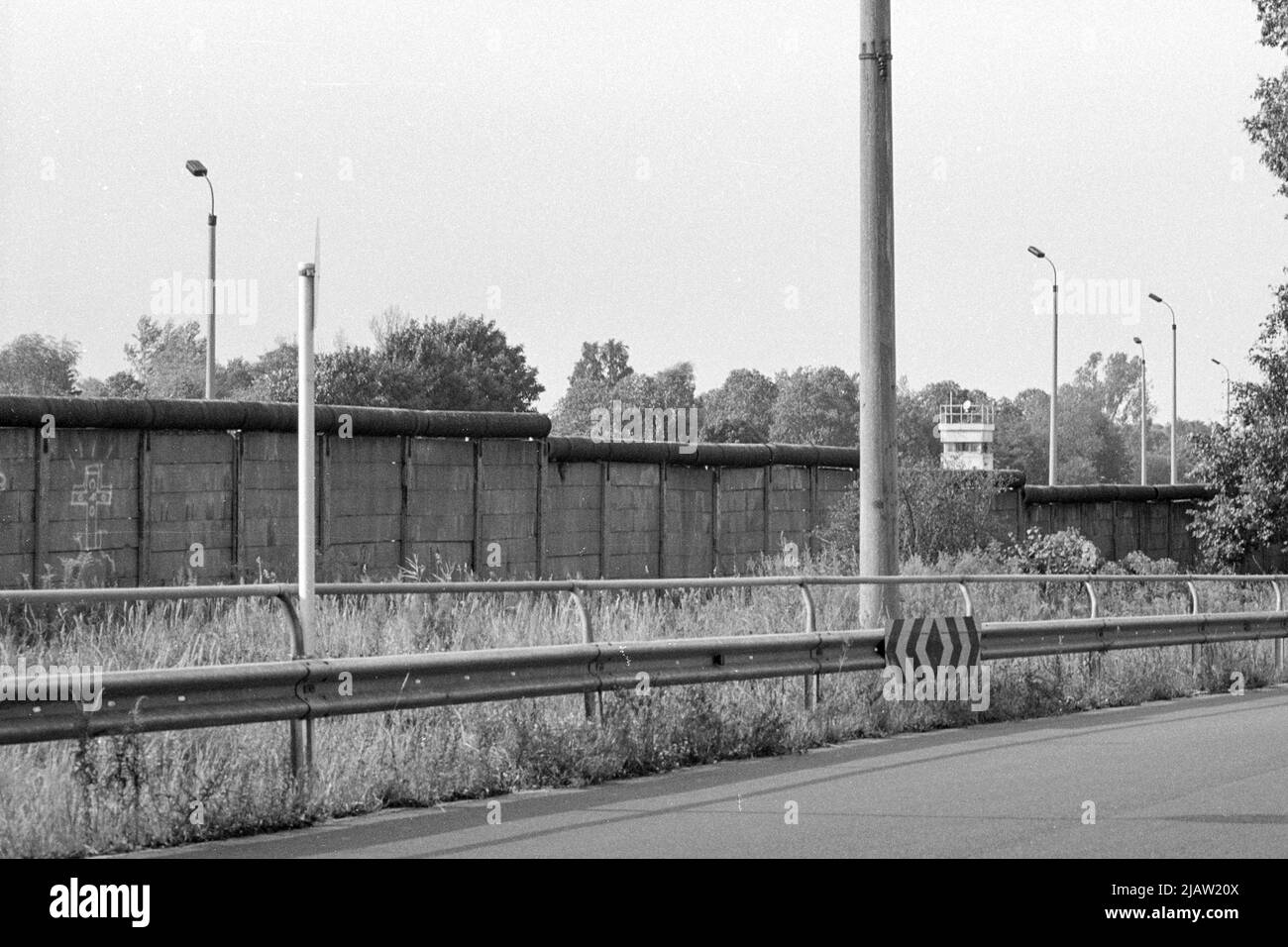 The East German border at Staaken between East and West Berlin in 1989 ...
