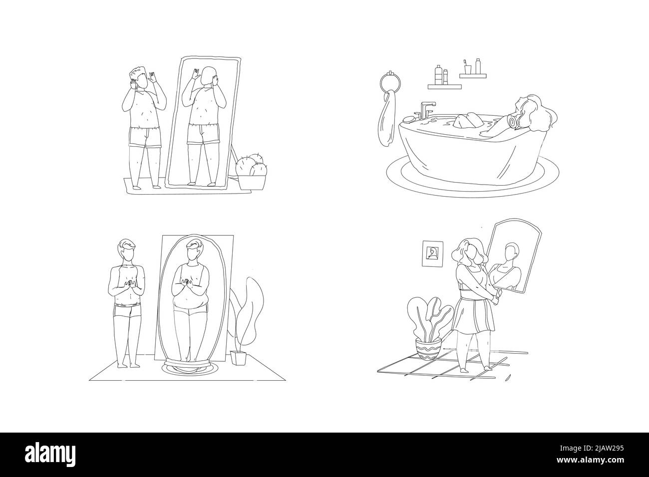 Self reflection body image Black and White Stock Photos & Images - Alamy