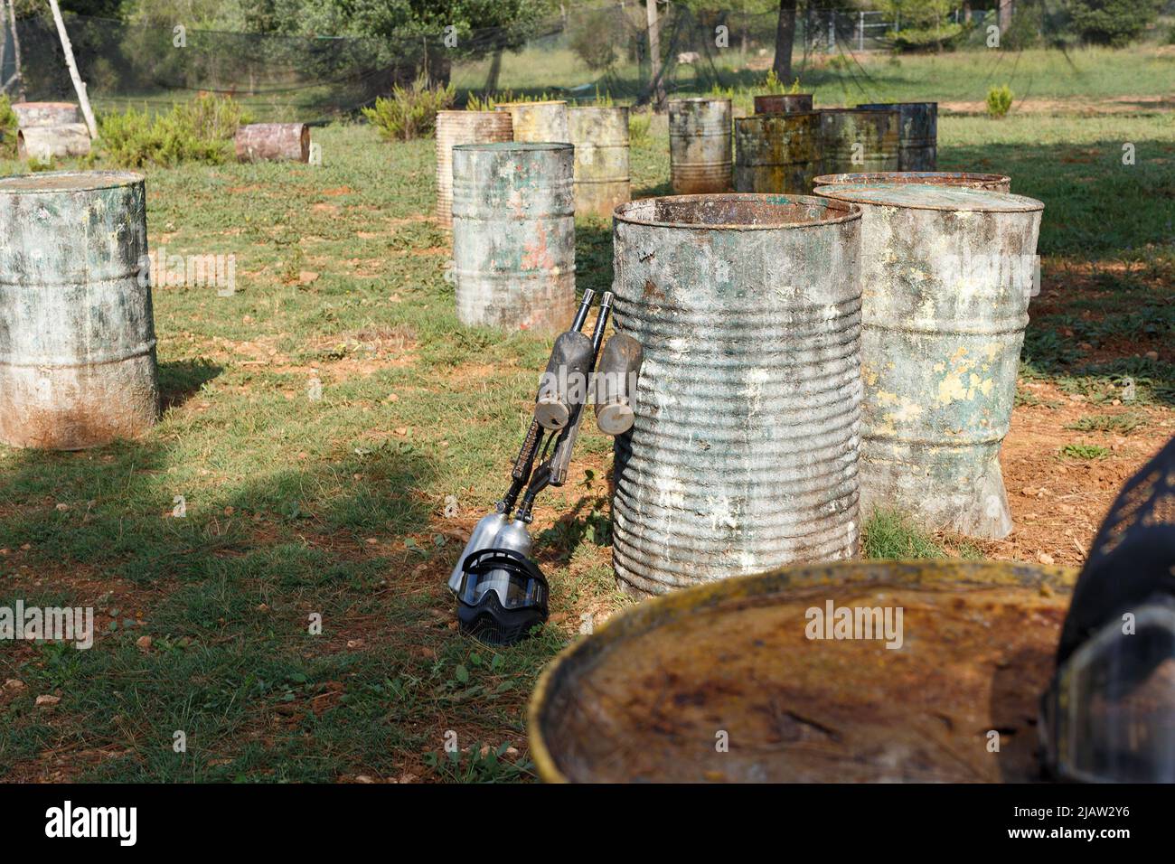 Protective barrels hi-res stock photography and images - Alamy