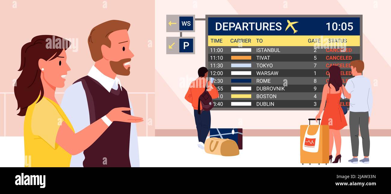 Man at departure board Stock Vector Images - Alamy