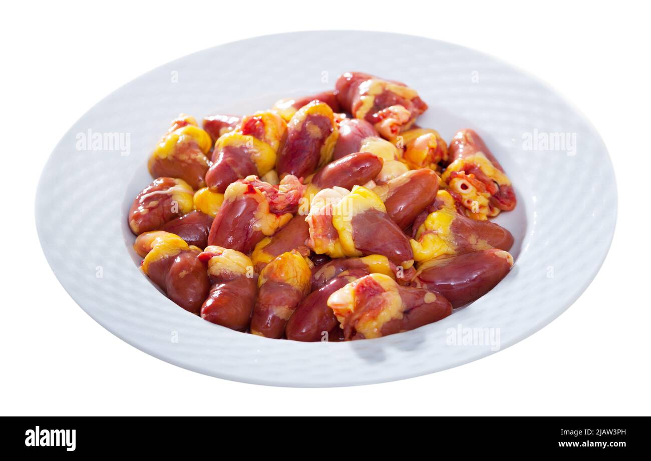 Fresh raw chicken hearts with vegetables Stock Photo - Alamy