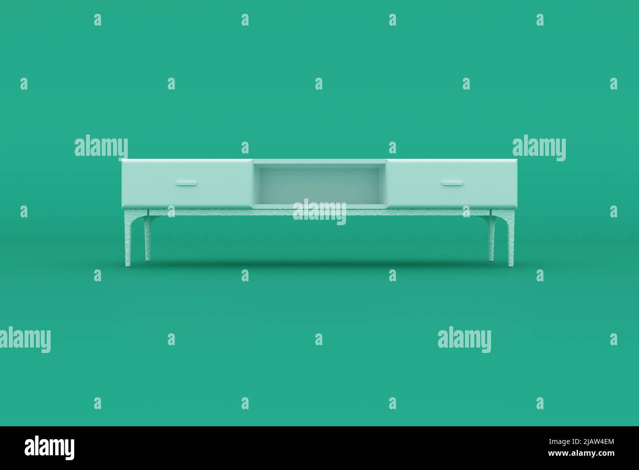 TV cabinet isolated on turquoise background, flat style, 3D rendering ...