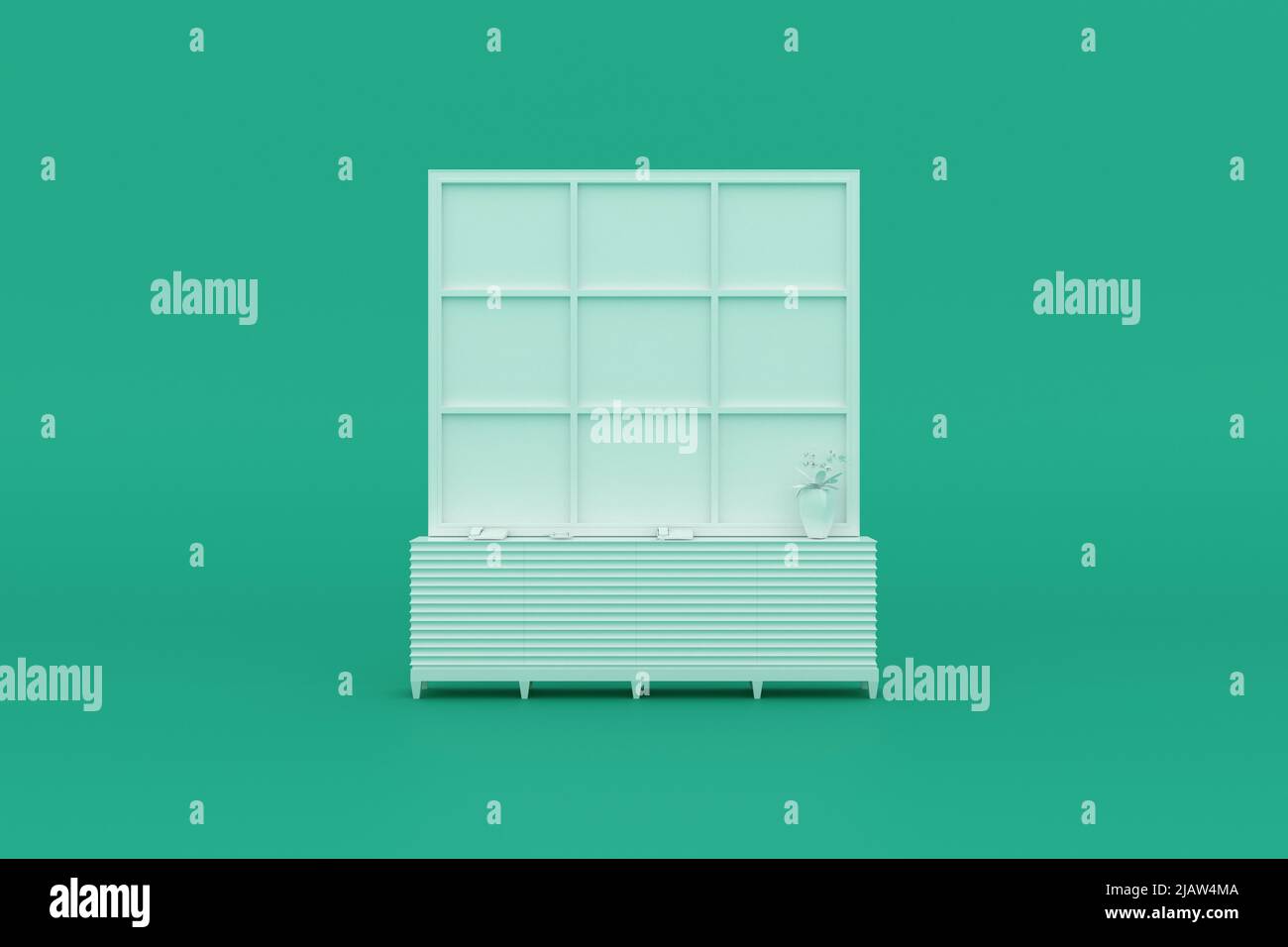 TV cabinet isolated on turquoise background, flat style, 3D rendering ...