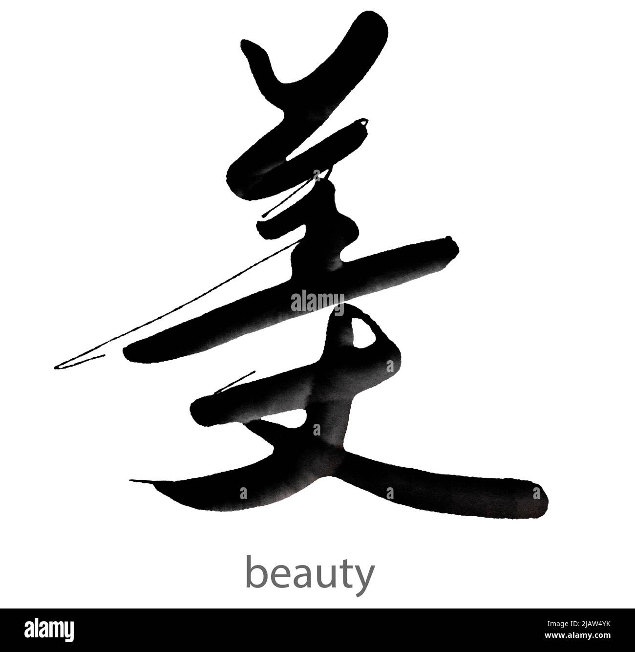 Hand drawn calligraphy of beauty word on white background, 3d rendering ...