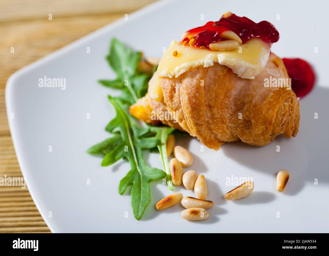 Mini croissant with Camembert Stock Photo - Alamy
