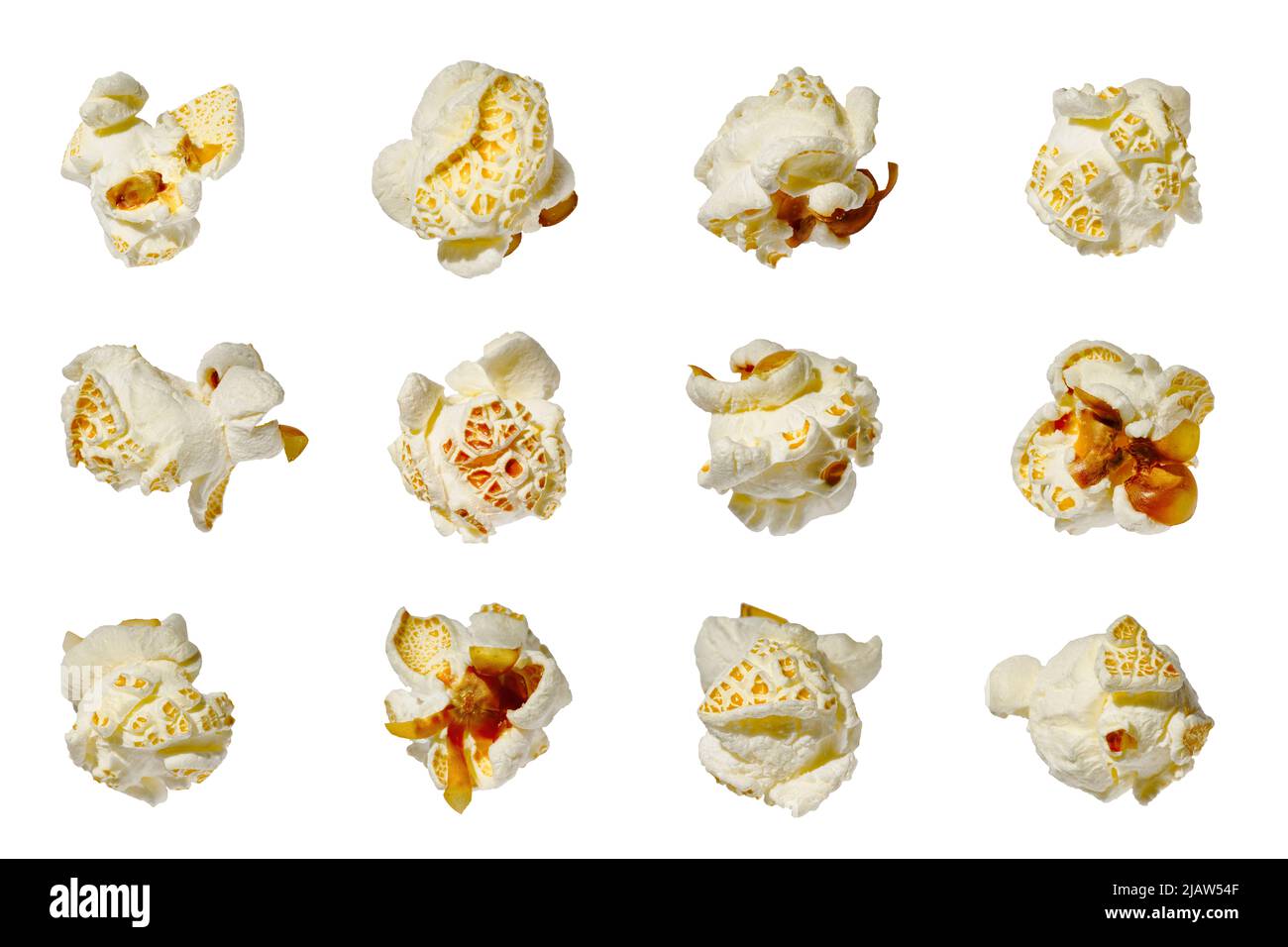 Rich collection of popcorn, isolated on white background Stock Photo ...
