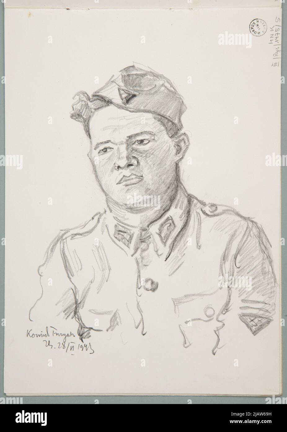 Card 5 Verso: Portrait of a soldier. Ivanec ', Ivan (1893 1946 Stock ...