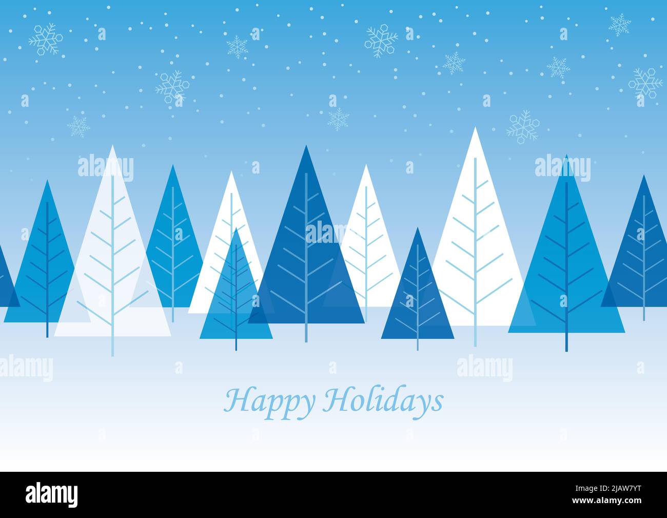Seamless Blue Winter Forest Background With Text Space. Vector ...
