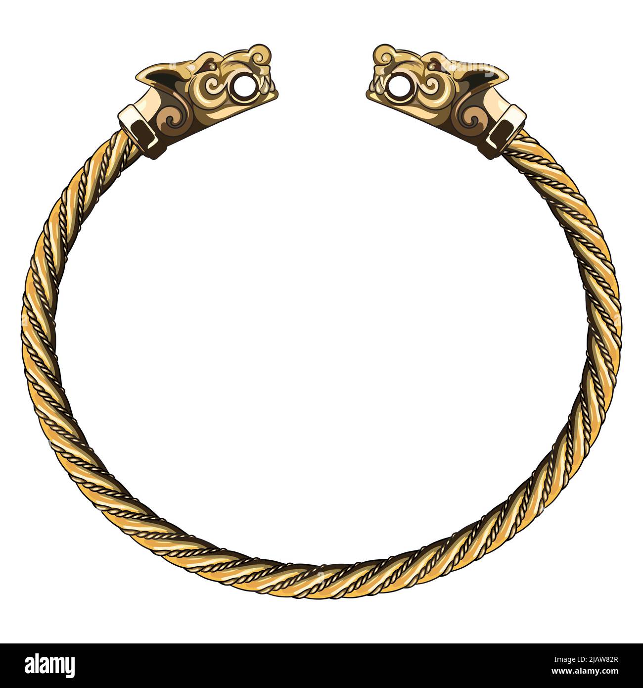 Bronze Viking bracelet with wolf heads Stock Vector Image & Art - Alamy