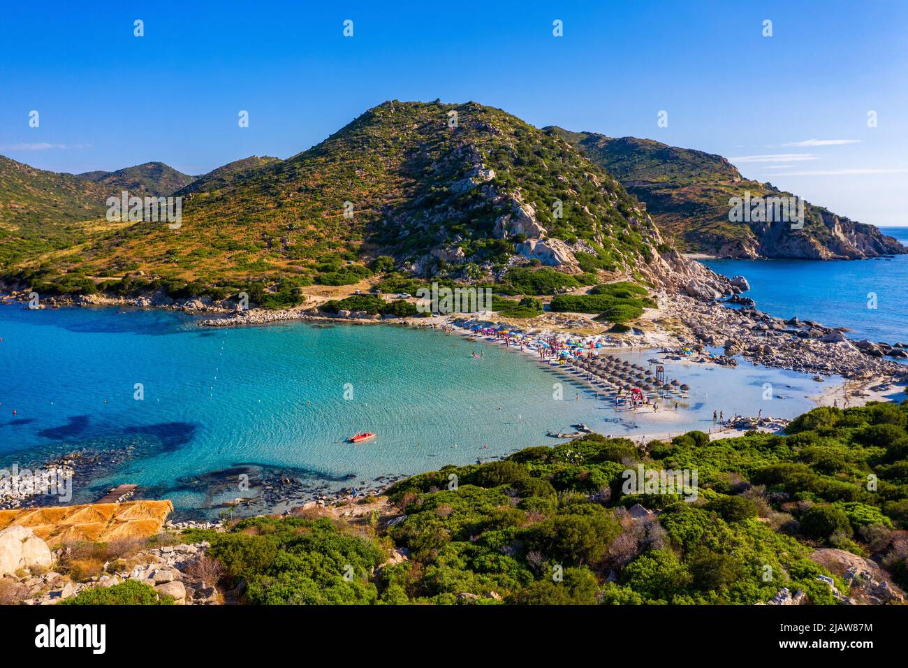 Cost of Sardinia: Peninsula of Punta Molentis. View of beautiful beach ...