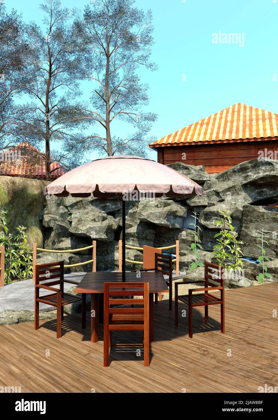 3D rendering of a resort hotel exterior Stock Photo - Alamy