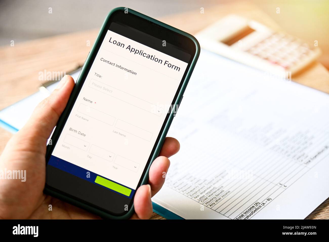 Loan Application Form on smartphone mobile application for Loan ...