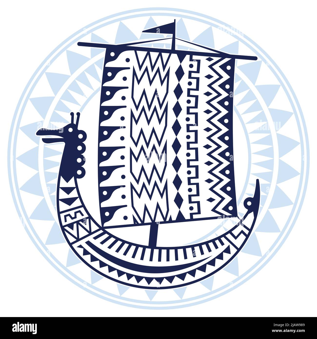 An ancient Scandinavian image of a Viking ship decorated with an ...