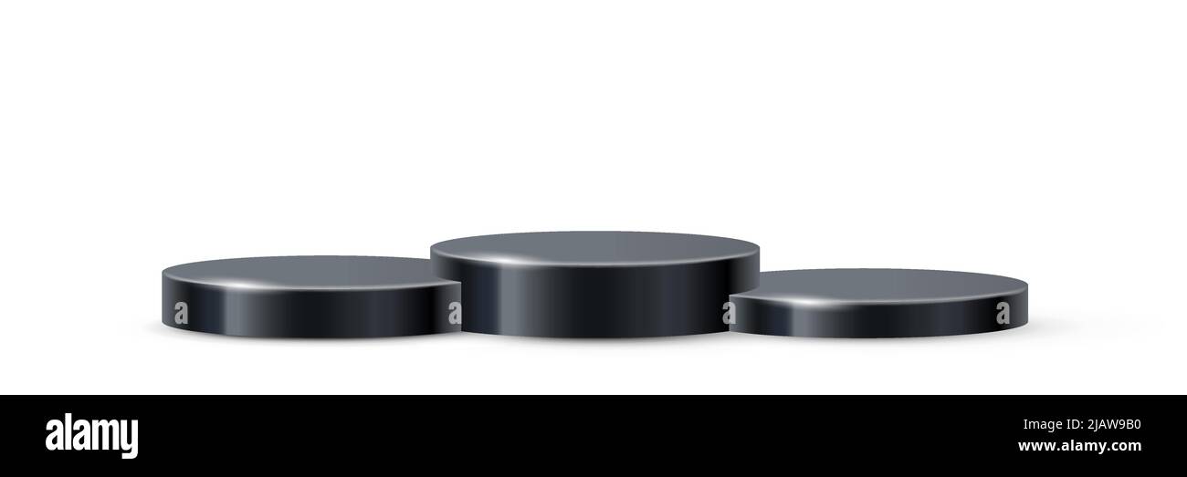 3d podium platform cylinders vector illustration. Realistic black ...
