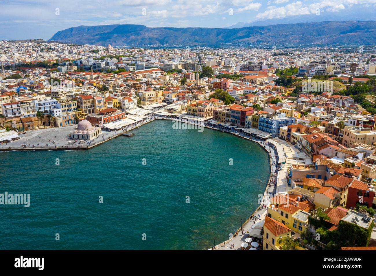 Picturesque old port of Chania. Landmarks of Crete island. Greece ...