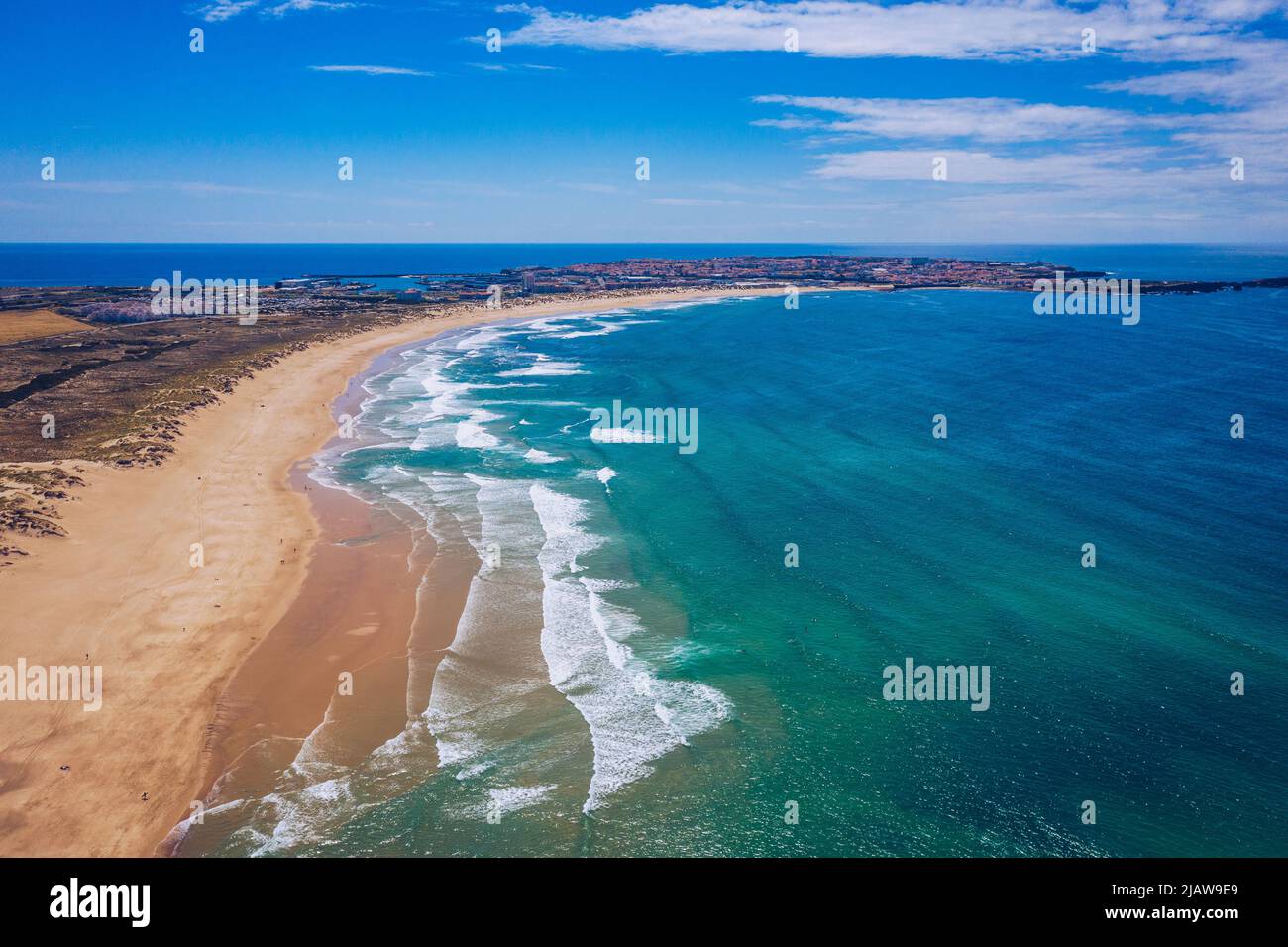 Campismo beach and Dunas beach and Island Baleal near Peniche on the ...