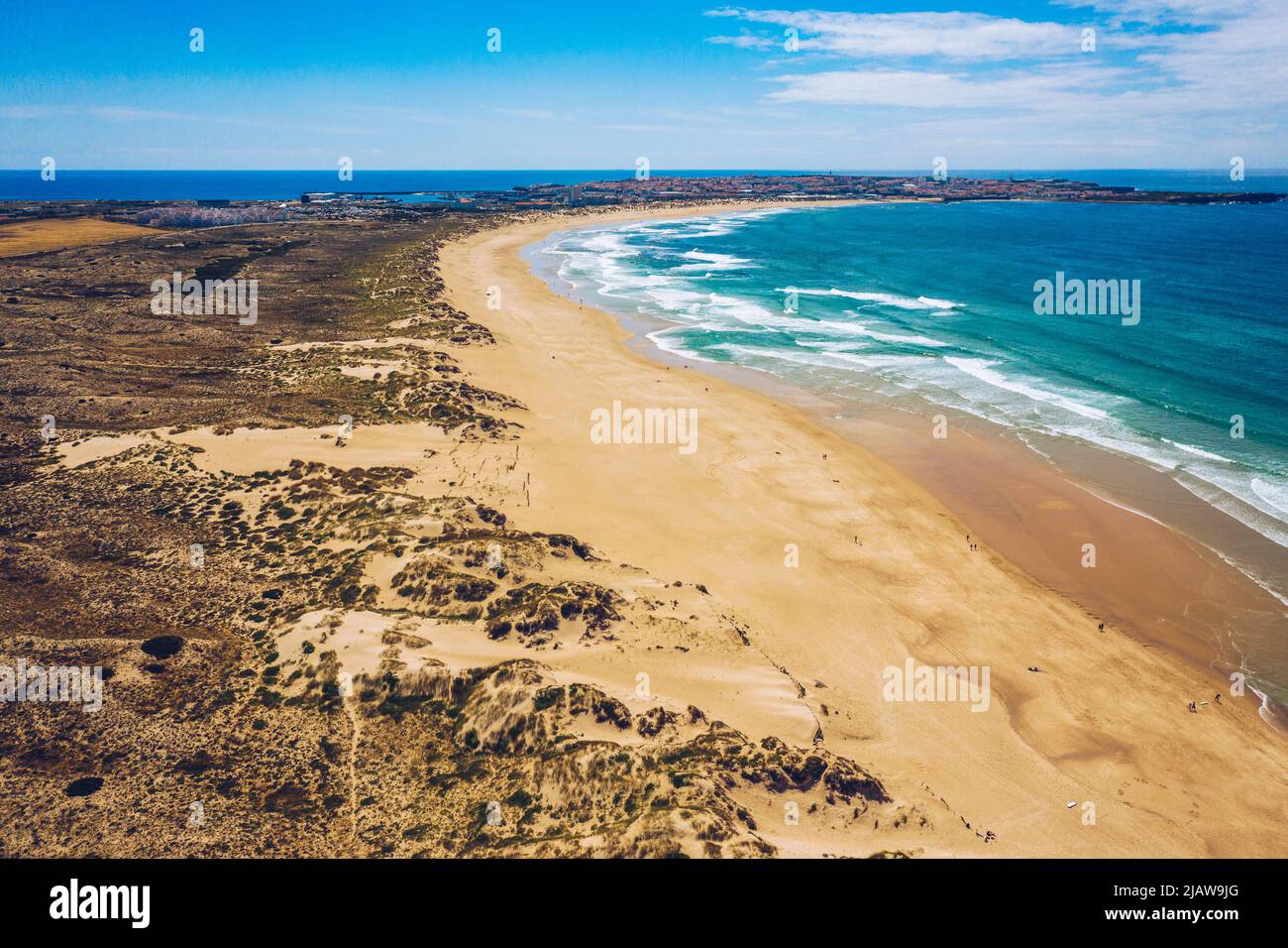 Campismo beach and Dunas beach and Island Baleal near Peniche on the ...