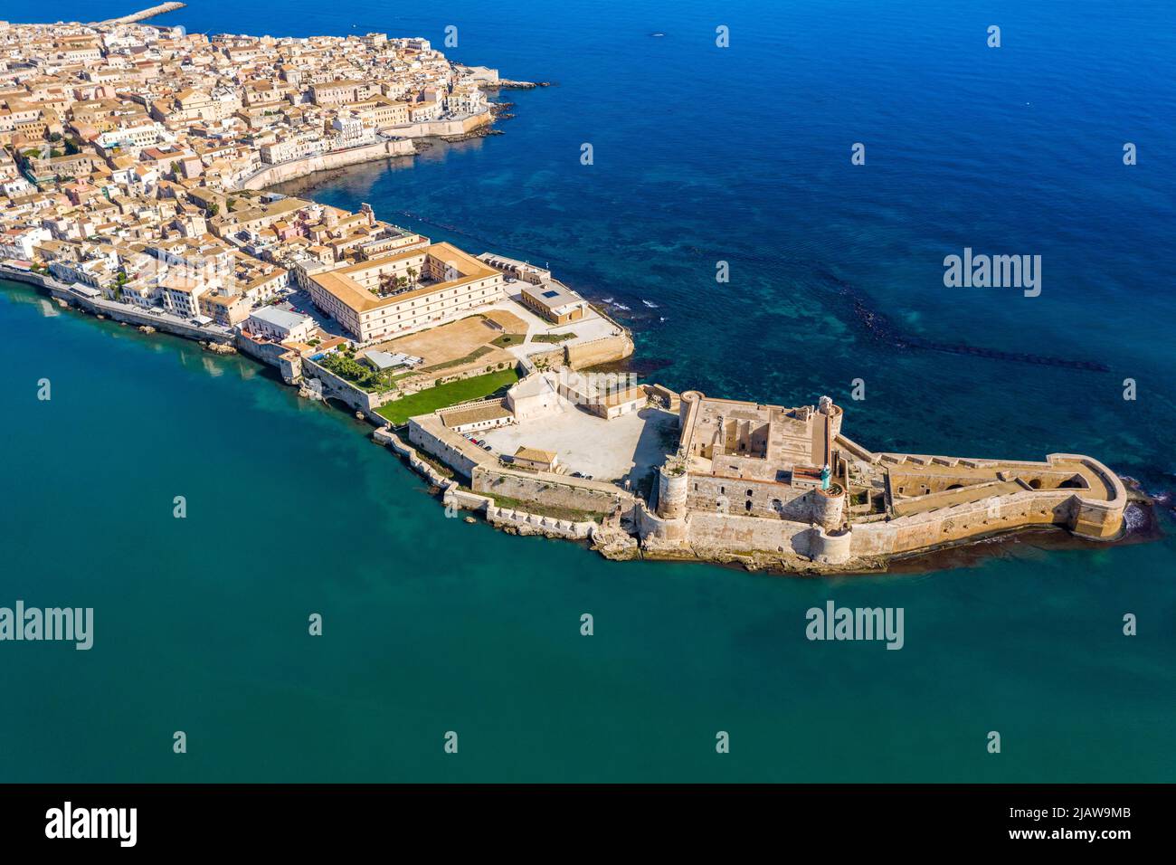 Siracusa, Ortigia Island from the air, Sicily, Italy. Isola di Ortigia ...