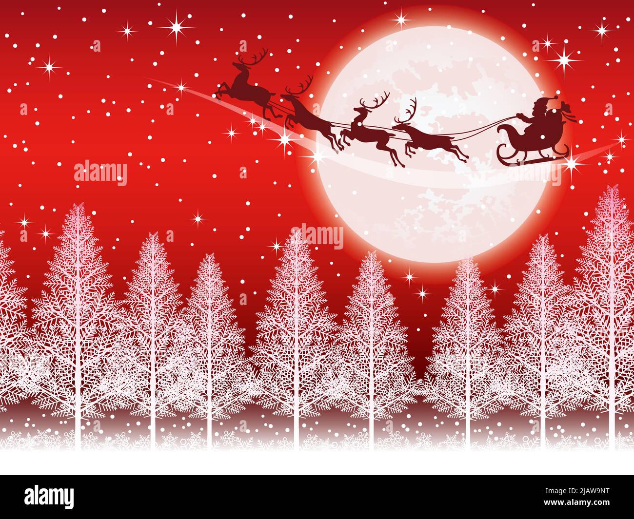 Seamless Christmas Red Background With Santa Claus And Reindeers Flying ...