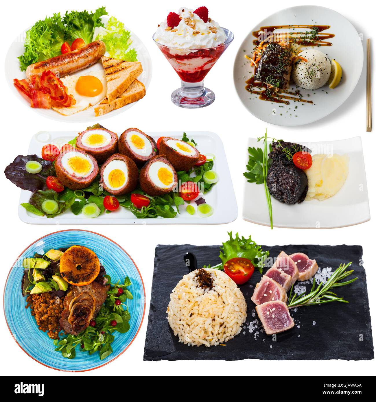 Set of various plates of food Stock Photo - Alamy