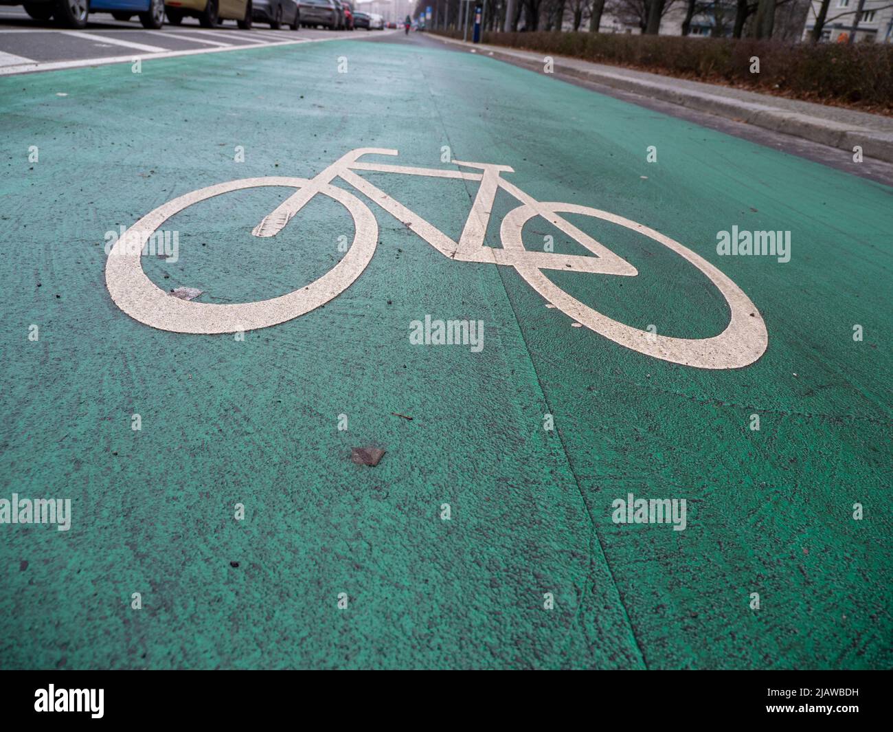 Green bike path. Path for cyclists Stock Photo - Alamy