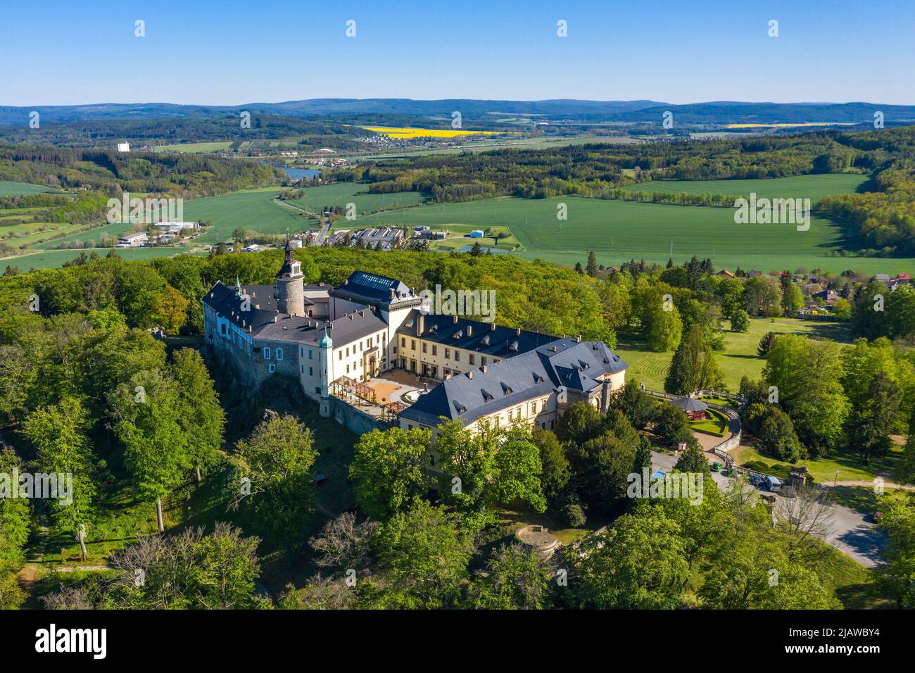 Top view of medieval castle Zbiroh. Czech Republic. Picturesque ...
