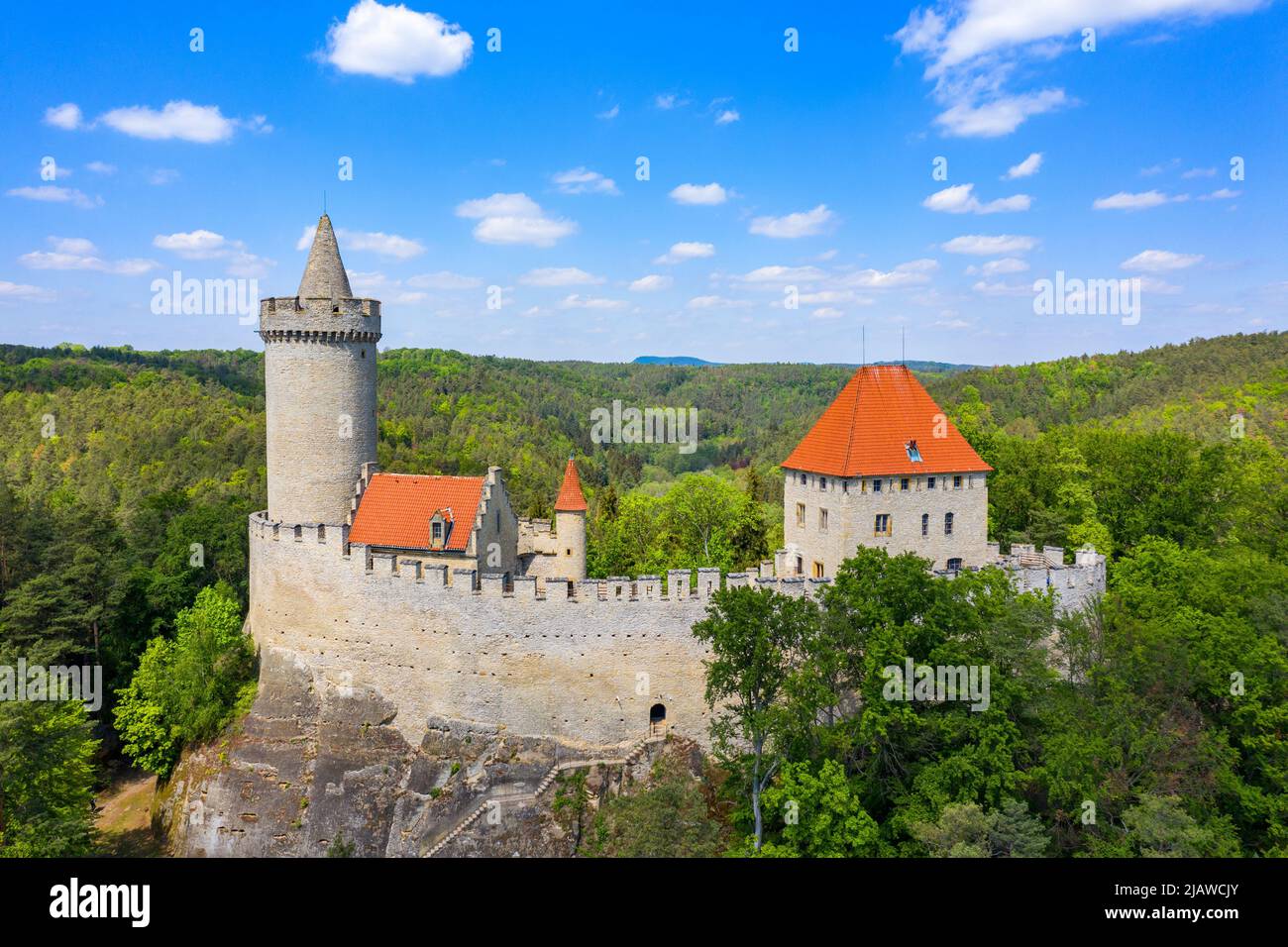 Aerial view of medieval castle Kokorin nearby Prague in Czechia ...