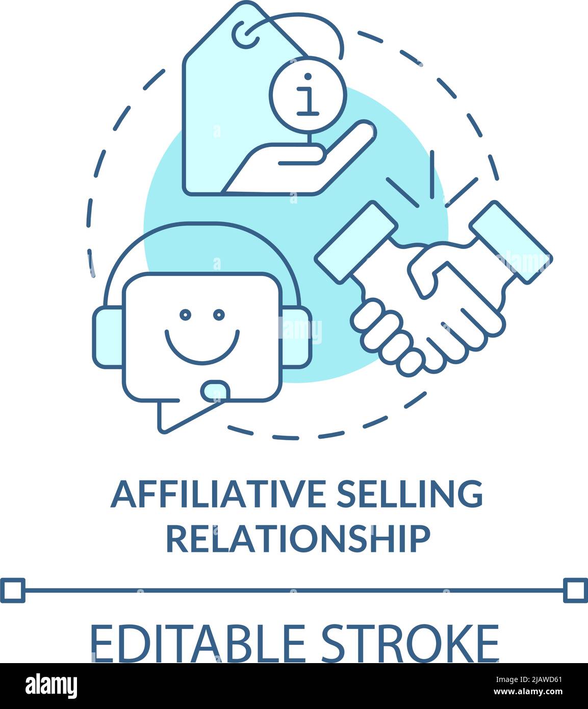 Affiliative selling relationship turquoise concept icon Stock Vector ...