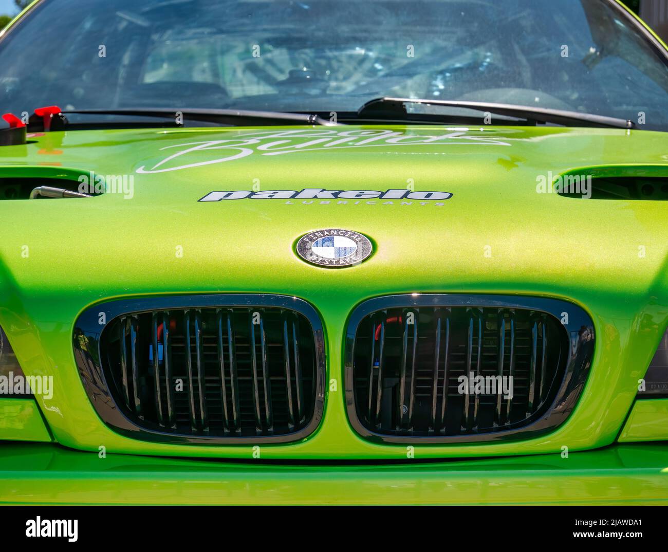 Bucharest, Romania - 05.24.2022: Close up detail with the BMW logo on ...