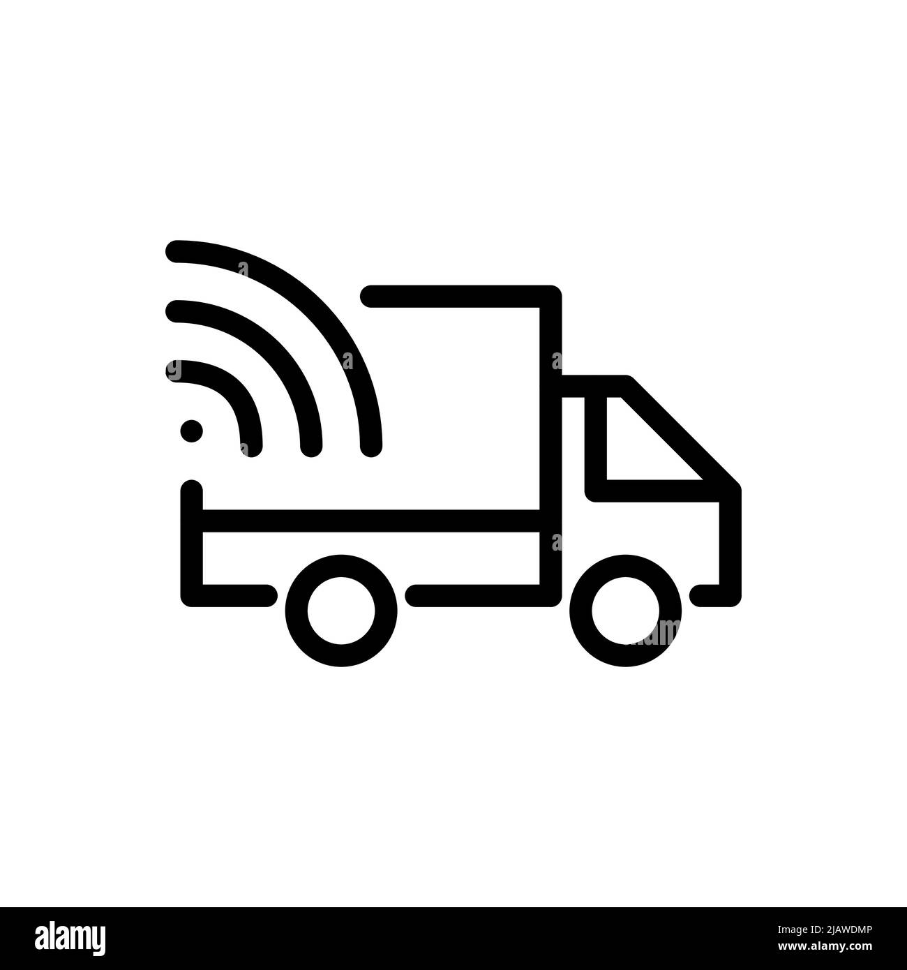 Smart wireless autonomous transportation. Delivery truck. Pixel perfect ...
