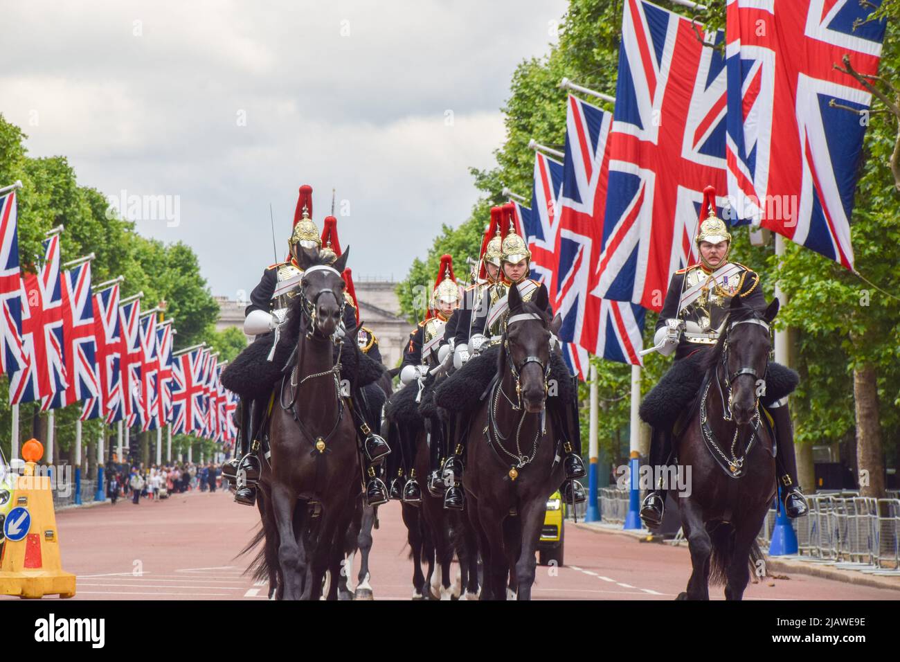London, UK. 1st June 2022. Members of the Household Cavalry Mounted ...