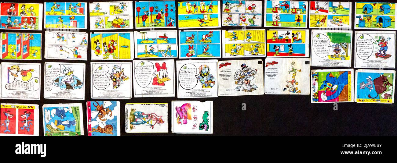 Lot of Turkish chewing gum inserts.1980s - 1990s Stock Photo - Alamy