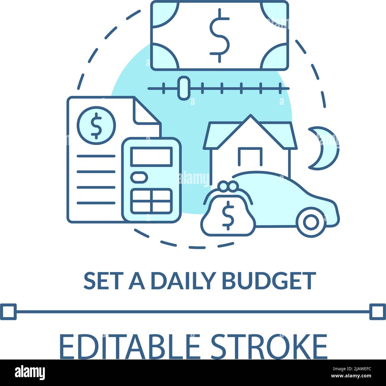 Set daily budget turquoise concept icon Stock Vector Image & Art - Alamy