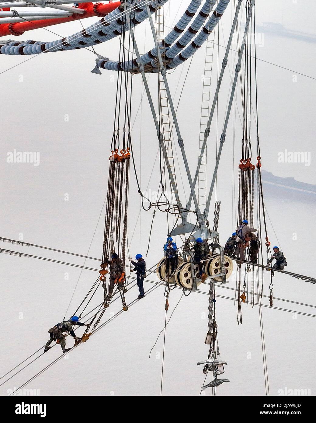 TAIZHOU, CHINA - JUNE 1, 2022 - Aerial photo taken on June 1, 2022 shows workers working on the ...
